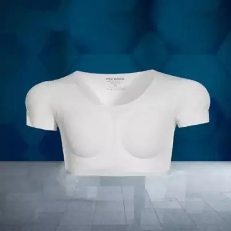 Men Invisible Abs Fake Muscle Body Suit With Chest Male Undershirt Soft ...