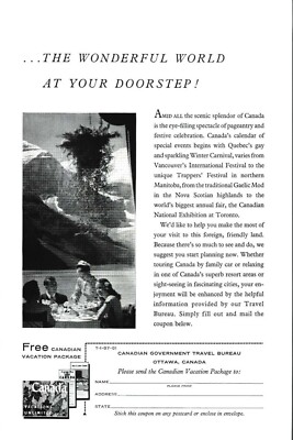 1960 Canadian Government Travel Bureau Vintage Color Print Ad Canada ...