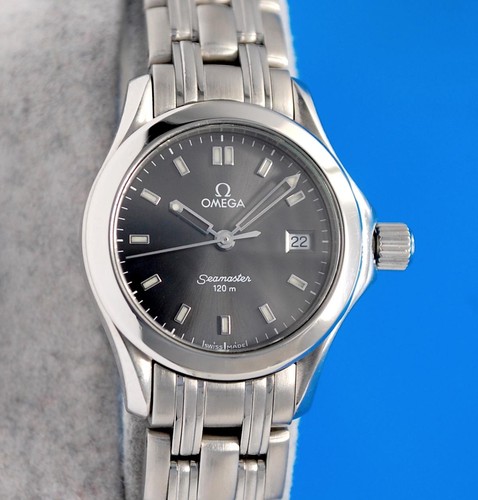 Ladies Omega Seamaster SS Steel Watch - Black Dial - Sapphire Crystal ...