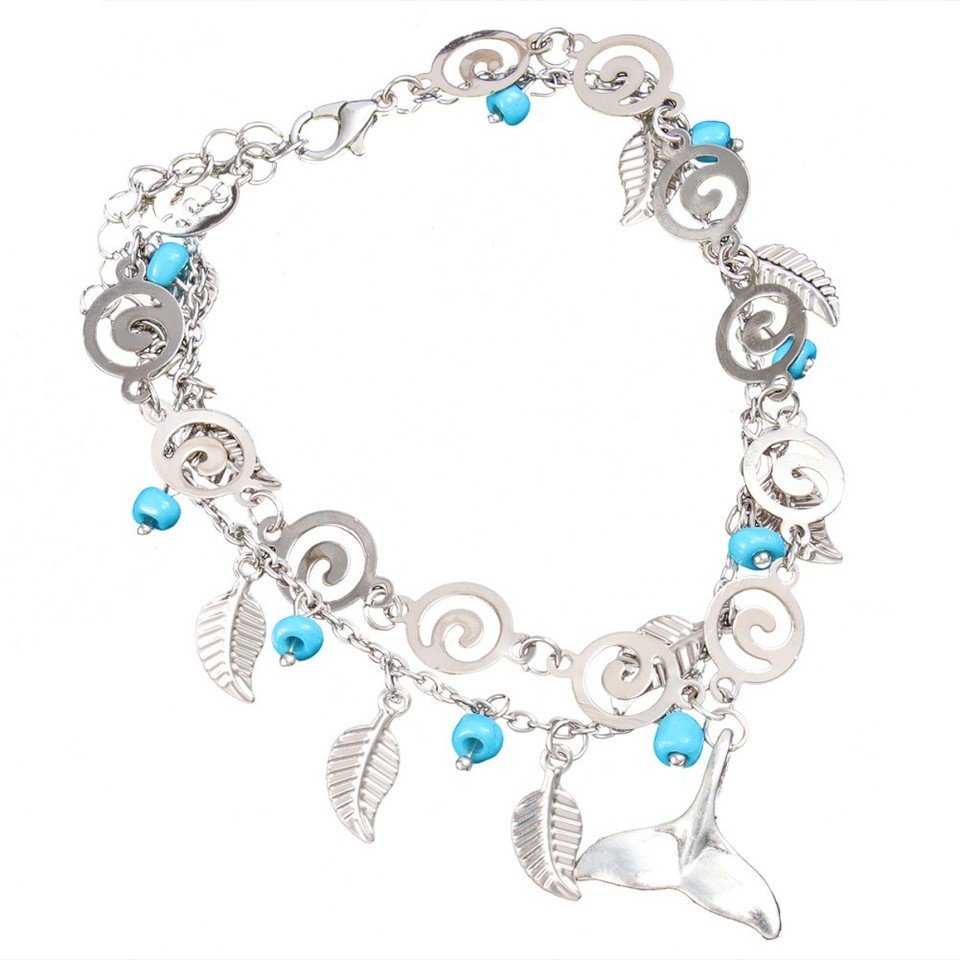 Double-Layer Anklet Ethnic Style Mermaid Tail Design Ankle Chain Beach ...