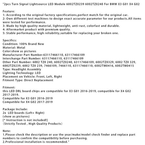 2pcs Turn Signal Lightsource LED Module 63117466110 63117466109 For BMW ...
