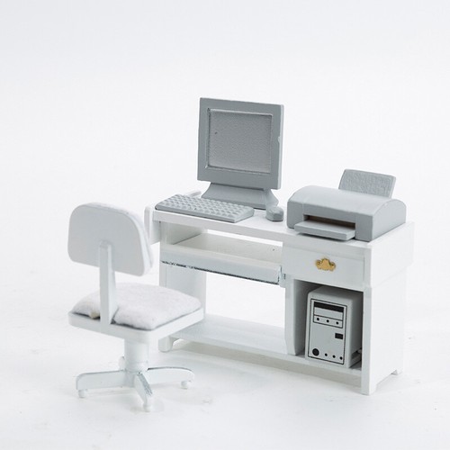 1: 12 Dollhouse mini furniture decoration wooden computer desk and ...