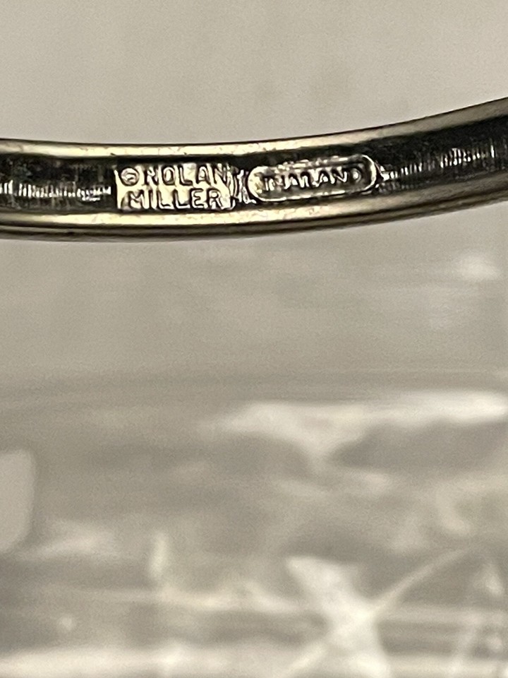 NOLAN MILLER Silver Tone Crystal Rhinestone Hinged Bangle Bracelet ...