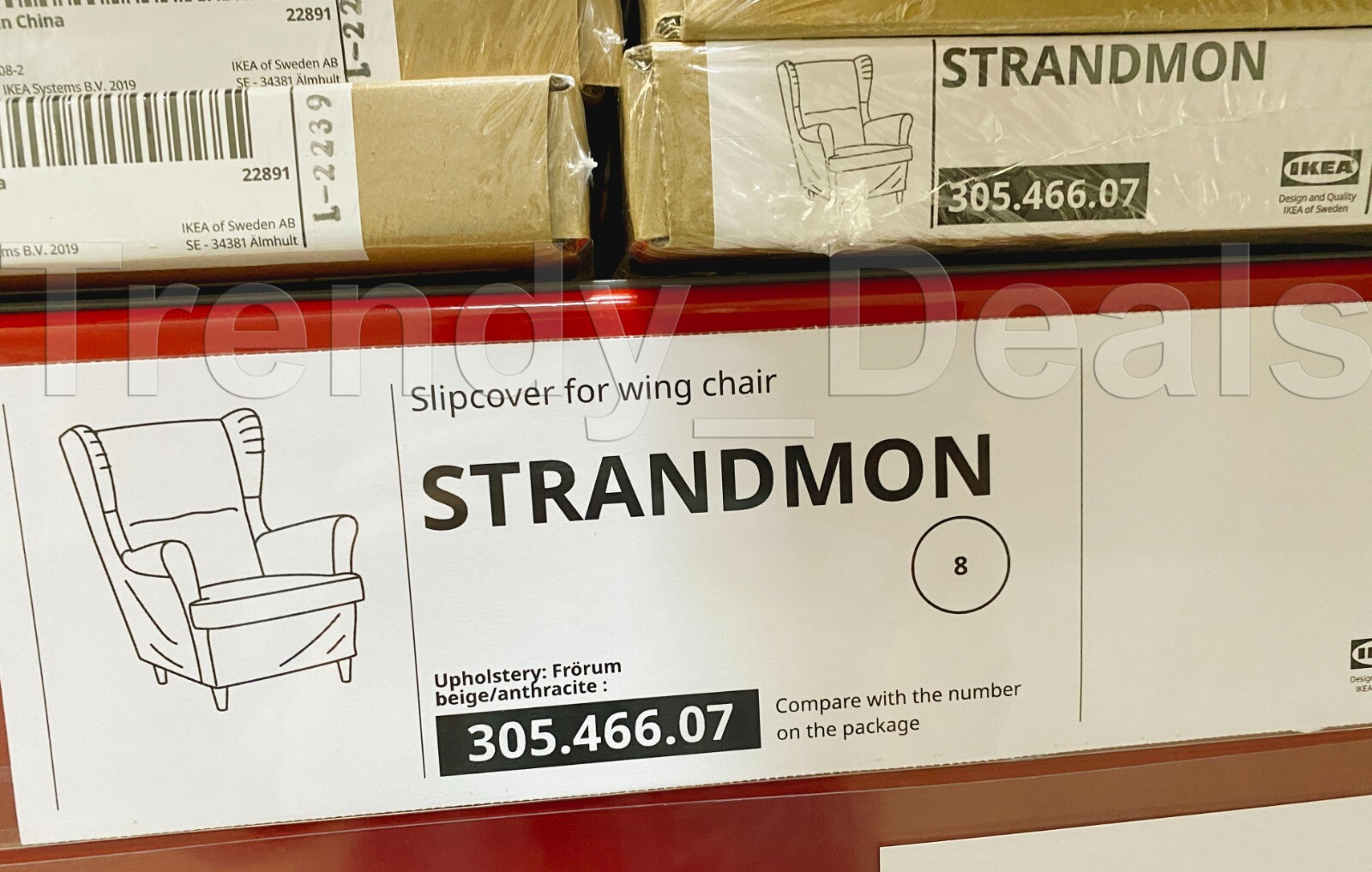 Ikea STRANDMON Slipcover Cover for Wing Chair, Floral Frörum Beige ...