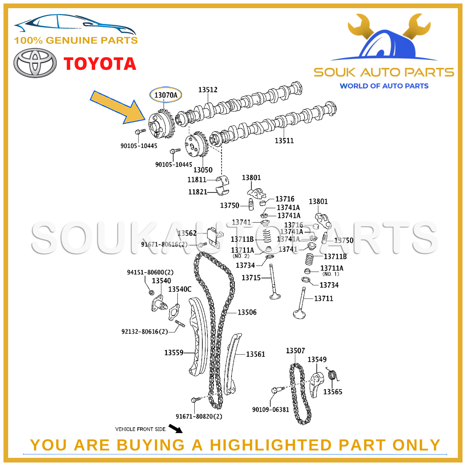 13070-37010 Genuine Toyota GEAR ASSY, CAMSHAFT TIMING EXHAUST ...