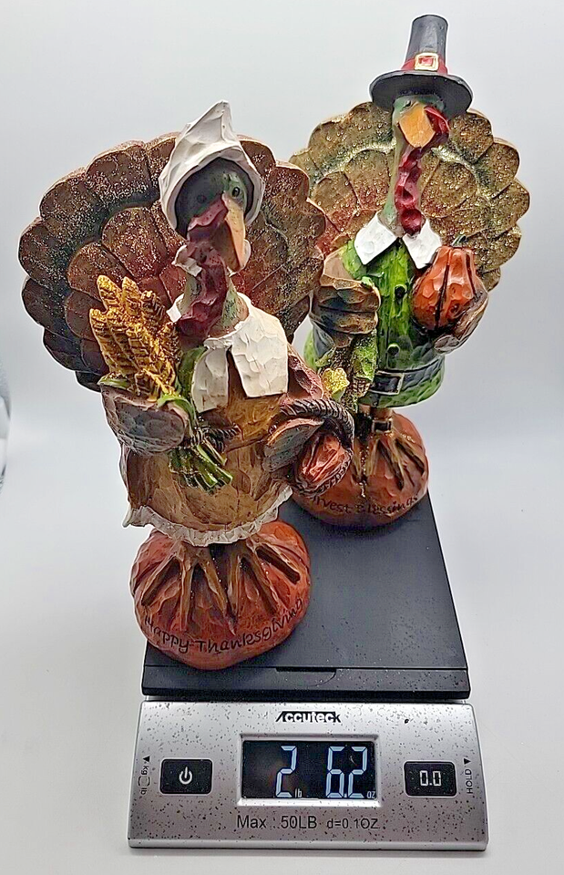 HAPPY THANKSGIVING MR & MRS TURKEY DRESSED UP AS PILGRIMS FALL HARVEST ...