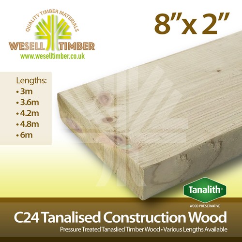 C24 Pressure Treated Structural Graded Timber 8x2 200x47 Various Sizes ...