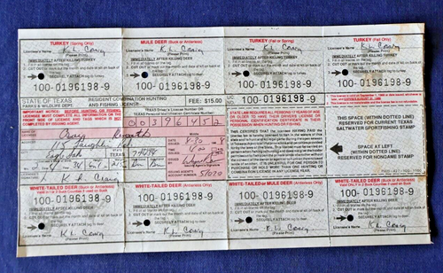 1988 Texas Resident Combination Hunting & Fishing License | eBay