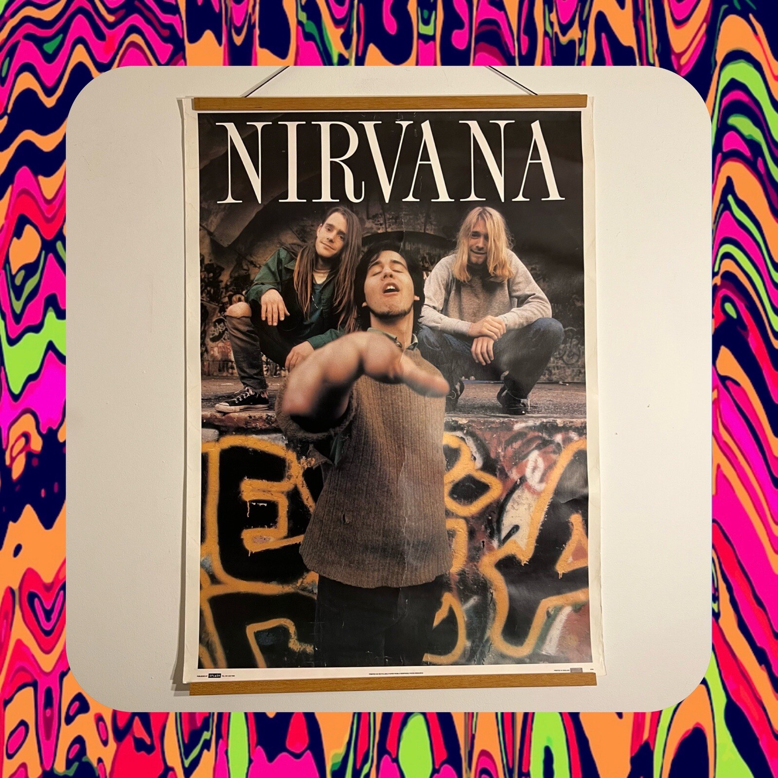 HUGE VINTAGE NIRVANA PROMO POSTER - BLEACH ERA CHAD CHANNING KURT ...