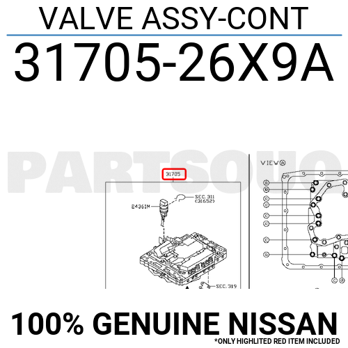 3170526X9A Genuine Nissan VALVE ASSY-CONT 31705-26X9A | eBay