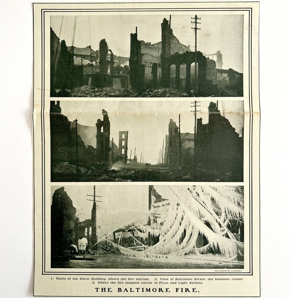 1904 The Baltimore Fire Hurst Building Print Maryland Historical ...