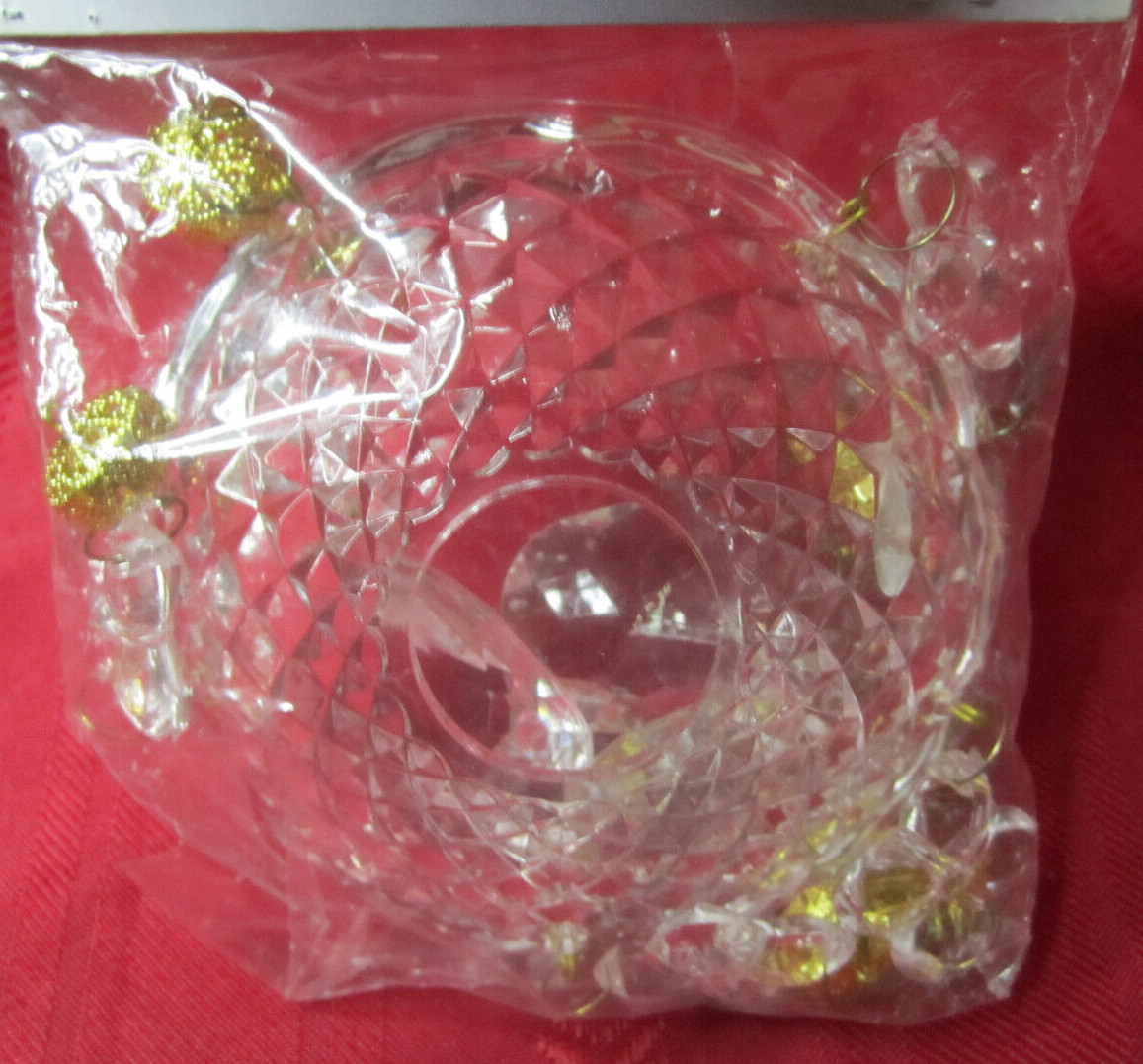 3 NEW Vintage Darice Plastic Bobeche Candle Rings w/Hanging Crystal ...