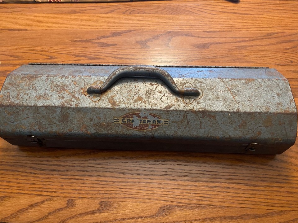 VTG CRAFTSMAN HIP/TOMBSTONE STYLE TOOL BOX, 19-1/2" x 6" x 3-1/2 ...