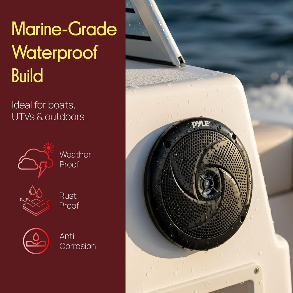 Marine Speakers - 5.25" Inch Low Profile Slim Style Waterproof ...