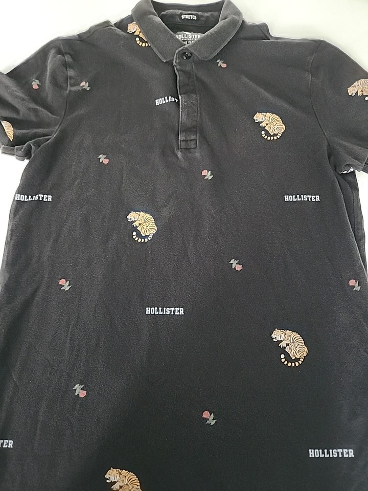 Hollister Men's Polo, Epic Flex Stretch, Size Small, Tiger Rose Print ...