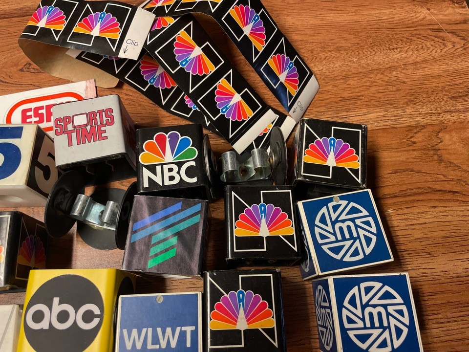 Collection of Vintage TV Microphone Cubes (Flags) from NBC, CBS, ABC ...