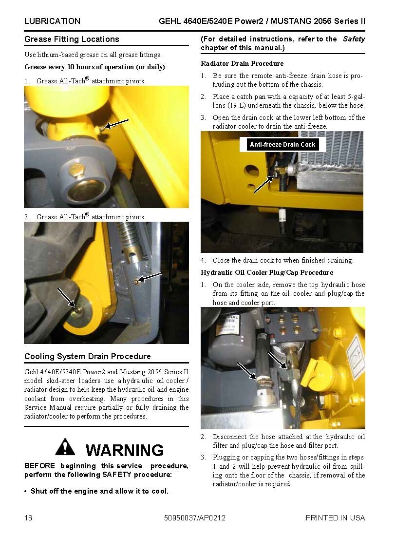 4640 5240 Power2 Skid Loader Technical Repair Manual GEHL 4640E 5240E ...