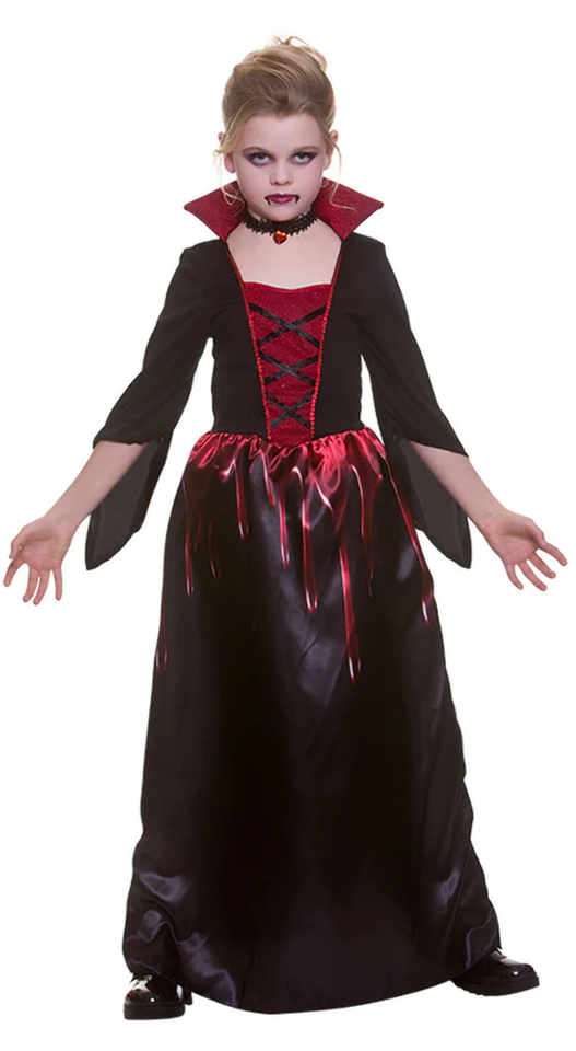 Girls Vampiress Costume Halloween Vampire Kids Fancy Dress Outfit | eBay