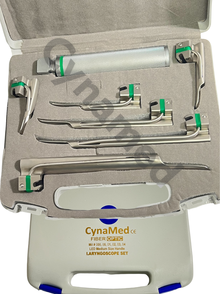 PREMIUM FIBER OPTIC LARYNGOSCOPE MAC + MILLER SET -EMT Anesthesia ...