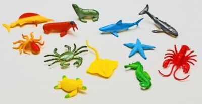 Meerestiere 12 Stück im Beutel Seepferd Rochen Schildkröte Seestern ...