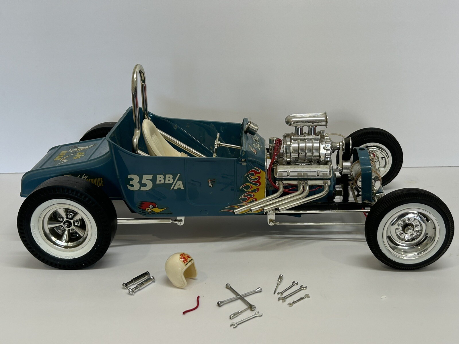 Vintage 60s Monogram Big Drag Competition Roadster 1/8 T Bucket Model ...