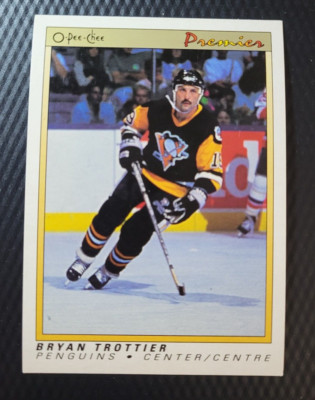 1990-91 O-Pee-Chee Premier BRYAN TROTTIER Pittsburgh Penguins HOF NHL ...