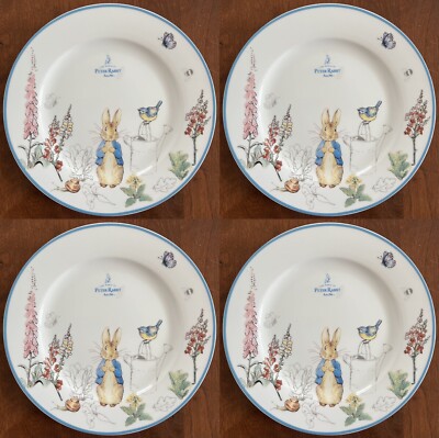 Set of 4 World of Beatrix Potter Peter Rabbit Botanical 10.5" Dinner ...