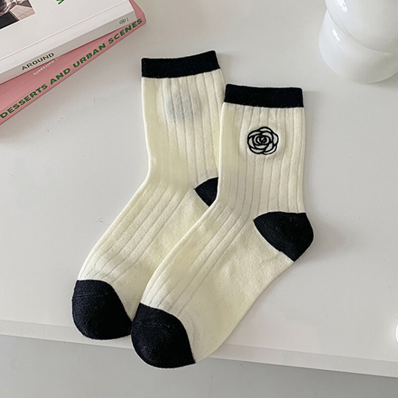 Autumn Women Socks Korean Style Lolita Camellia Sweet Socks Breathable Girls | eBay