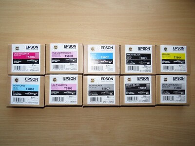 Genuine Epson Stylus Pro 3800 3880 Ink Cartridges T580A T580B T5801 ...