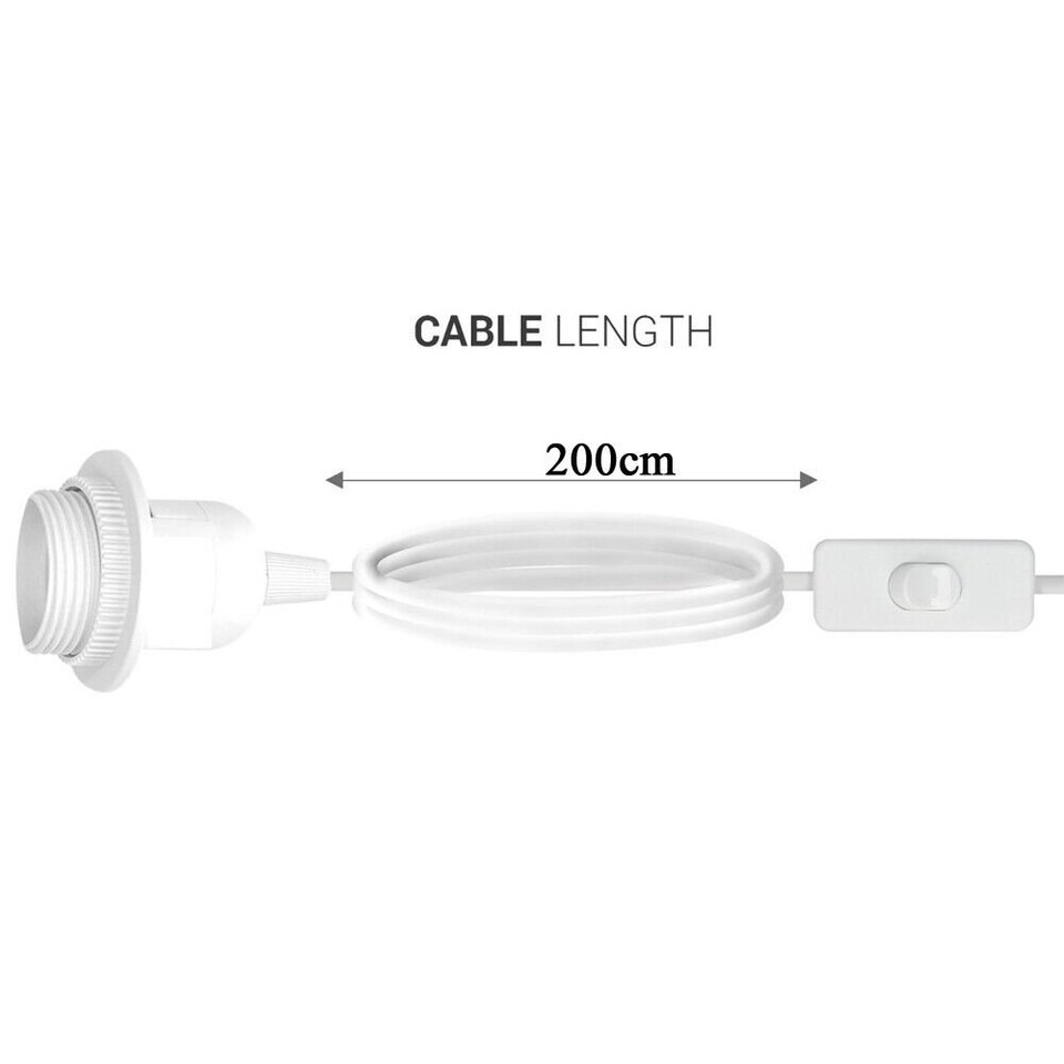 Rubber Cable Plug in Pendant Light On/Off Switch E27/E14 Holder Lamp ...