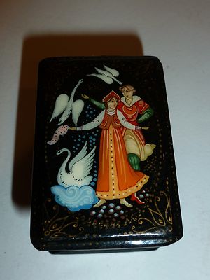 Lovely Miniature Lacquer Trinket Box, Russian Fairy Tale Scene | eBay