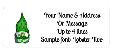 GNOME SHAMROCK CLOVER Personalized Return Address Labels 1 X 2 5/8 inches | eBay