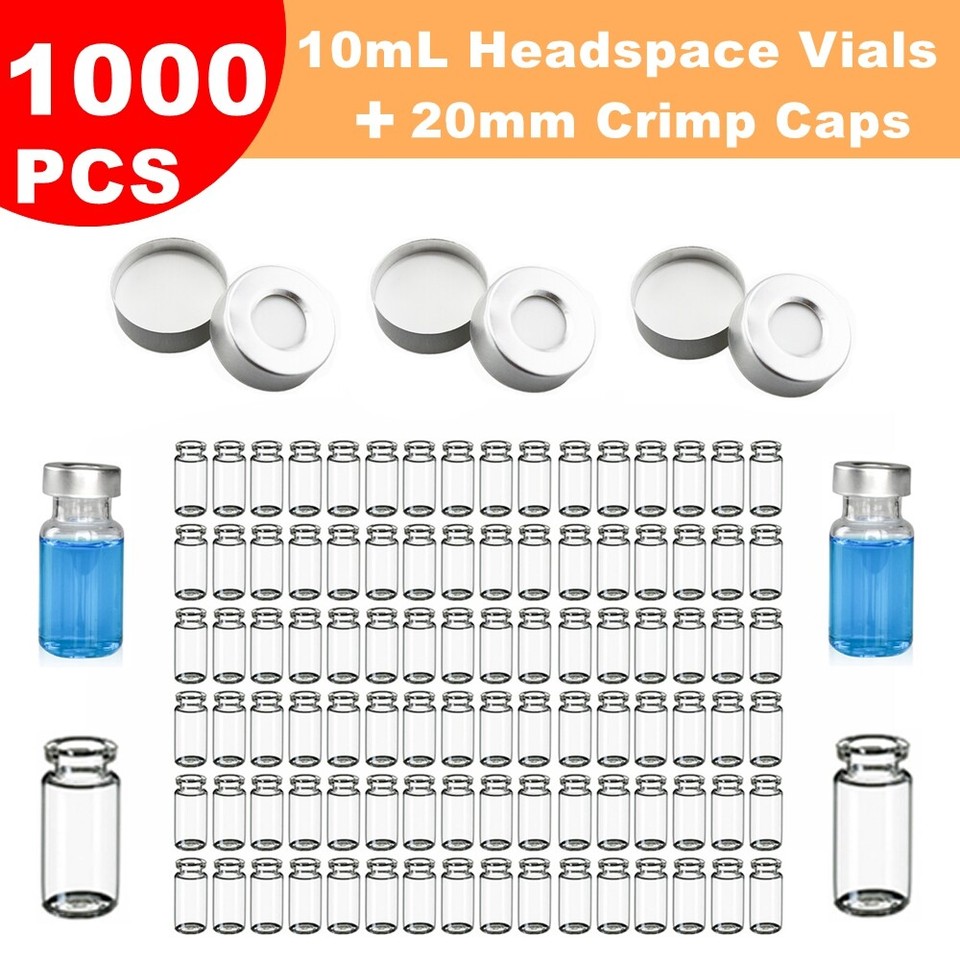 4000ps 10ml Clear Glass Headspace Vials Aluminum Crimp Caps 20mm ...