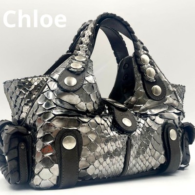 Chloe Silverado Silver Gray Leather Handbag One Shoulder Bag | eBay