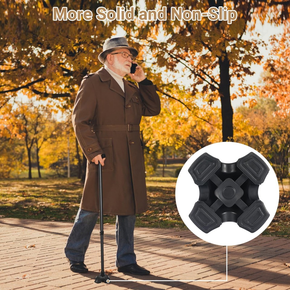 2 Pack Cane Tips for Stability, Self Standing Cane Base for Most ...
