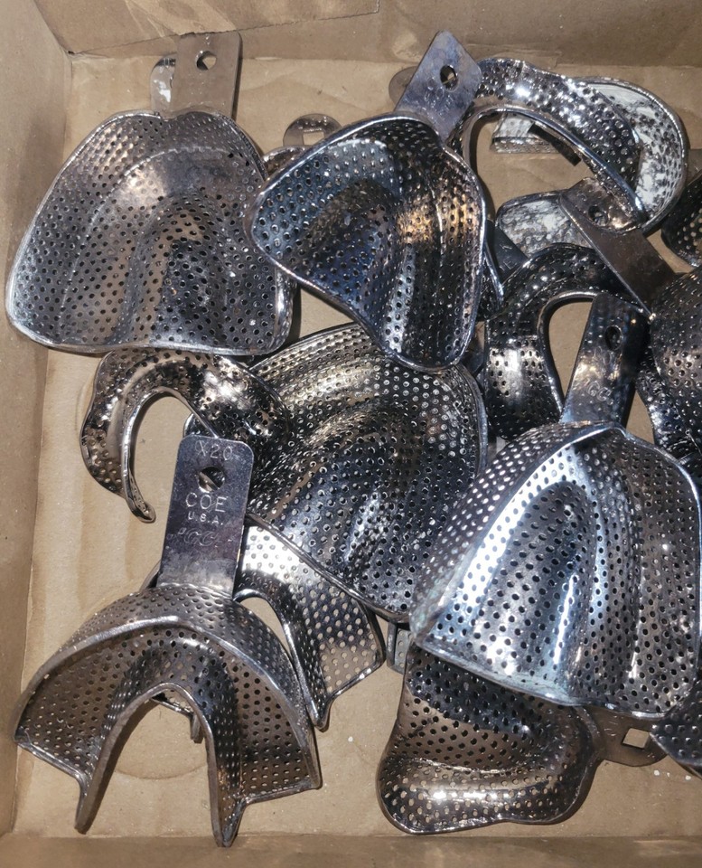 Lot of 23 Full COE Upper Lower Dental Perforated Metal Alginate ...