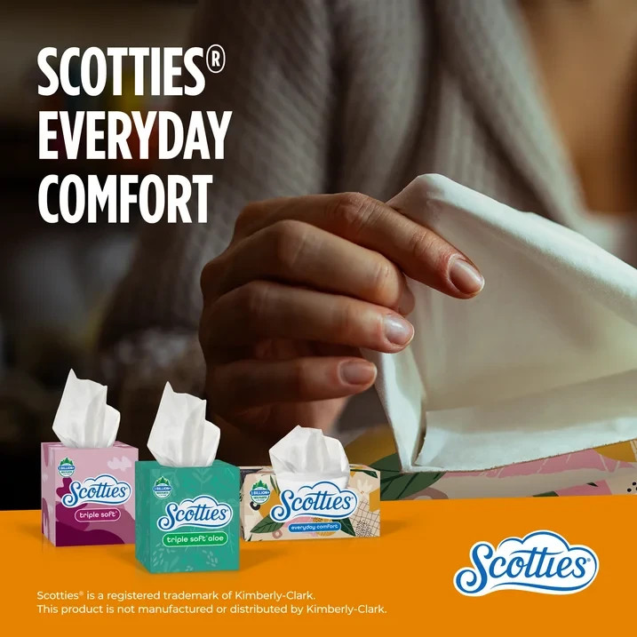 Scotties Everyday Comfort Facial Tissues, 64 Tissues per Box, 4 Cube ...