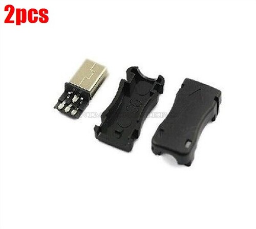 2Pcs Connector Mini Usb Usb Male Plug Plastic Shell Solder For Cable ...