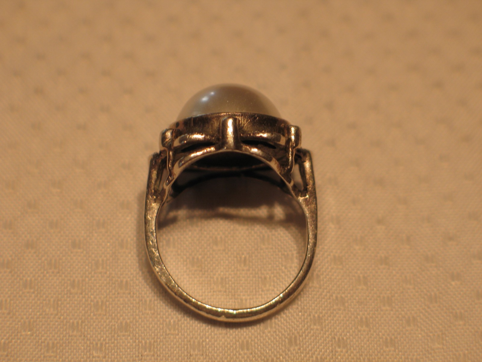 Sterling Silver Mabe Pearl Marcasite Ring by Marsala Manufacturing Size ...