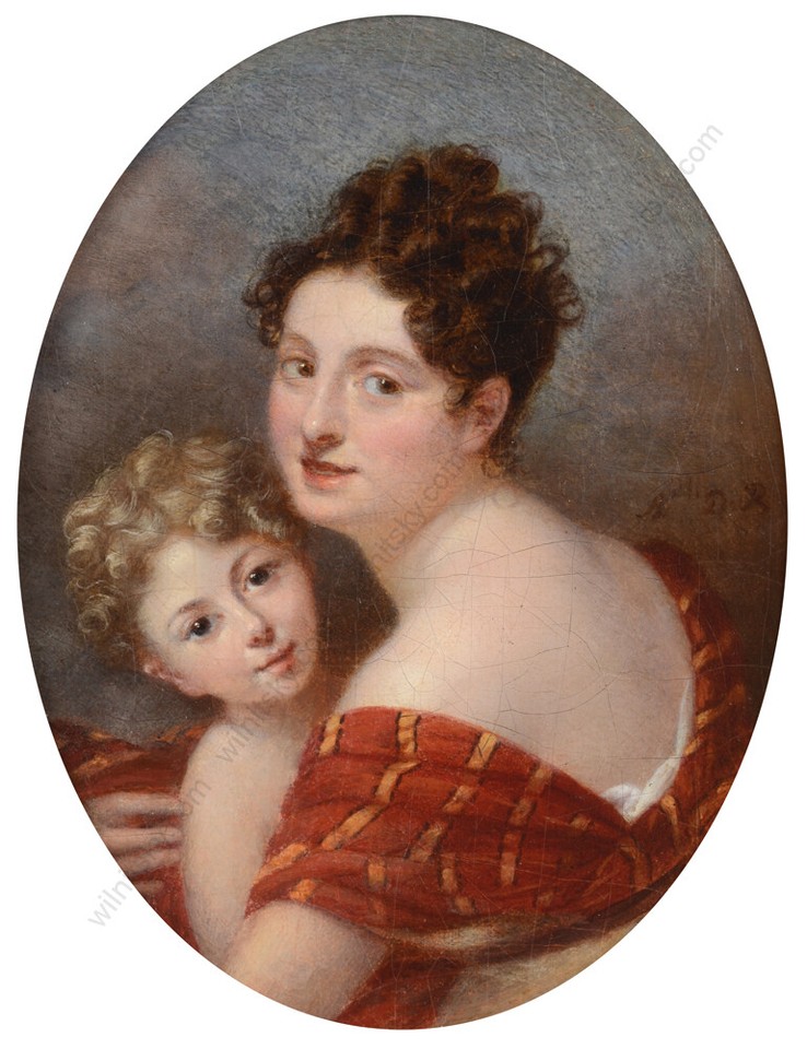 Adèle de Romany (1769-1846) "Portrait of a Lady with Child" Important ...