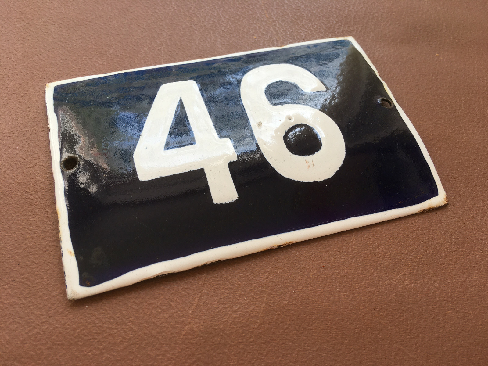 ANTIQUE VINTAGE ENAMEL SIGN HOUSE NUMBER 46 BLUE DOOR GATE STREET SIGN ...