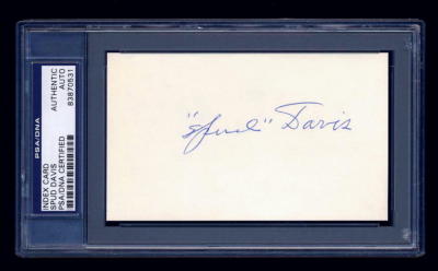SPUD DAVIS SIGNED INDEX CARD MINT PSA/DNA 1934 ST LOUIS CARDINALS GAS ...