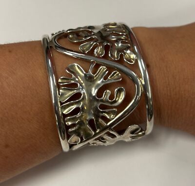 MMA Metropolitan Museum Sterling Silver Leaf Cuff Bracelet 62g 2.025 ...