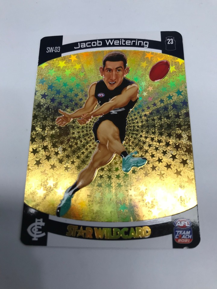 2021 AFL Teamcoach Trading Card GOLD Star Wild Card SW3 Jacob Weitering ...