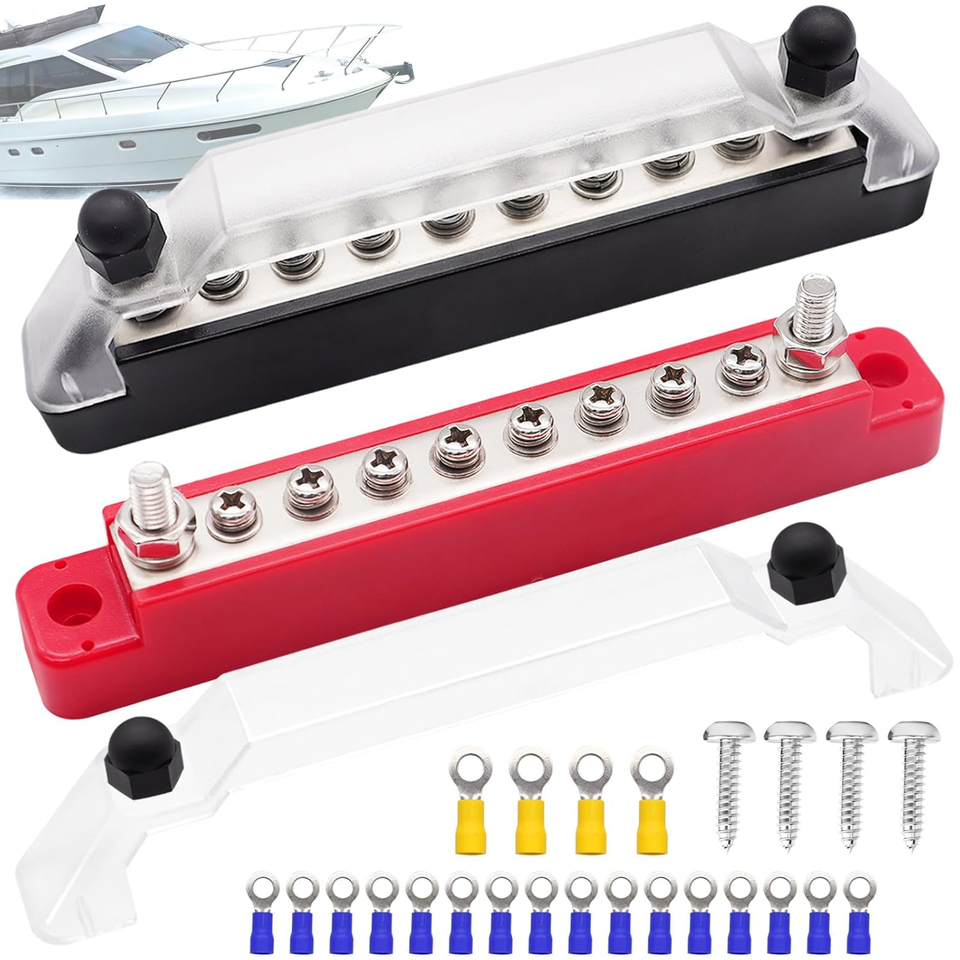 150A 12V Bus Bar Marine, 1/4" Power Distribution Block, Battery Buss ...