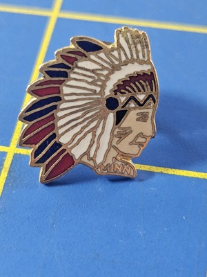 Native American Indian Chief w Headdress Metal Enamel Lapel Pin MINN ...