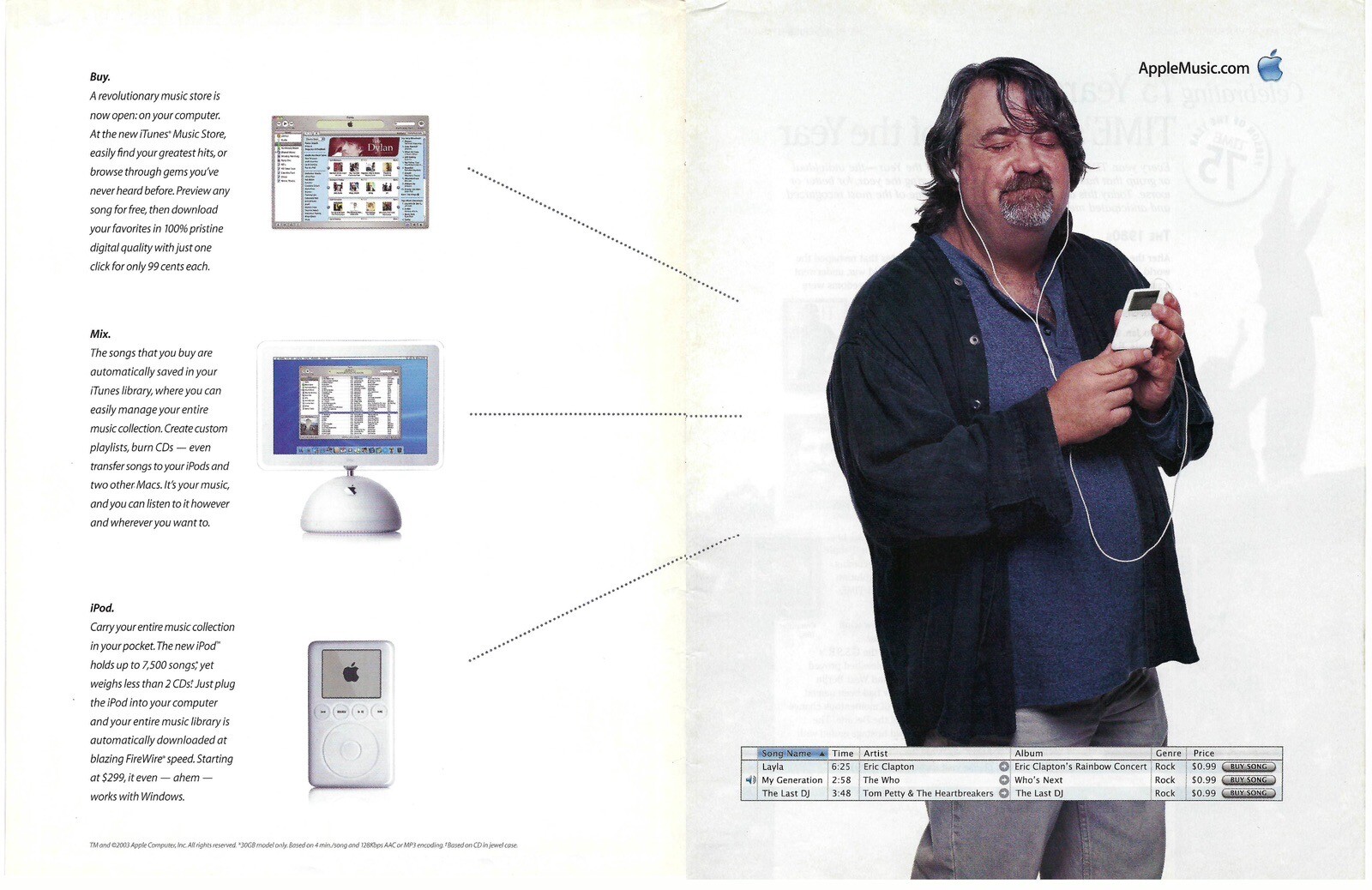 2003 Apple Music iPod Buy iTunes Store Mix Man Vintage Magazine Print ...