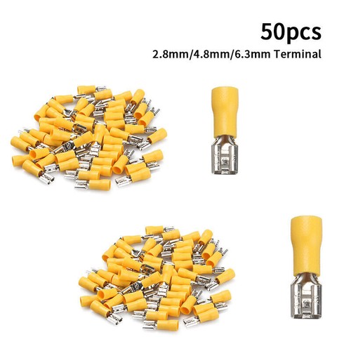 50X Insulated Female Spade Terminals Electrical Wire Crimp Connectors 4 ...