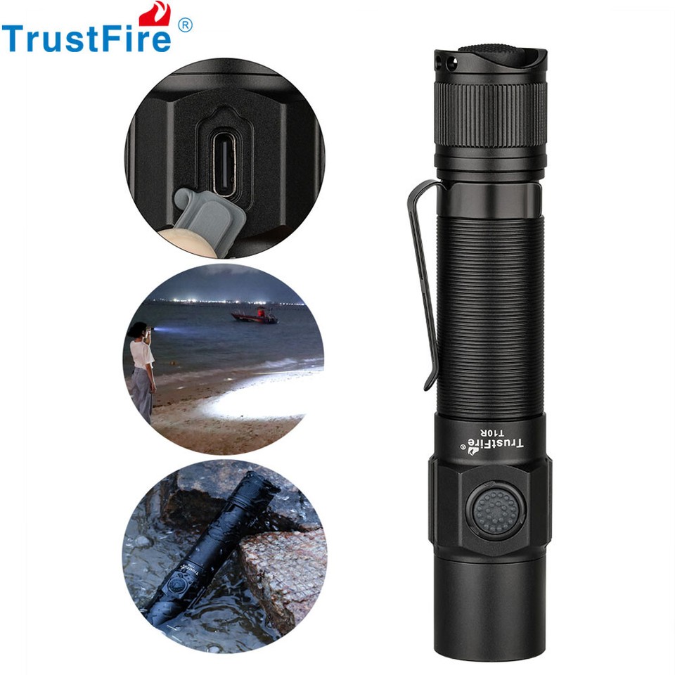 Trustfire 1800LM LED Tactical Flashlight TypC Charging EDC Flashlight ...