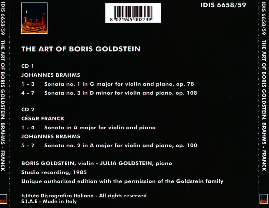 BORIS GOLDSTEIN / JULIA GOLDSTEIN ART OF BORIS GOLDSTEIN NEW CD ...